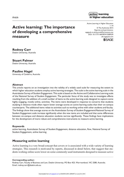PDF Active Learning The Importance Of Developing A Comprehensive Measure