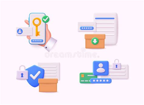 Set Of Security System Object Login And Safe Concept Mobile Phone With Passcode Screen And