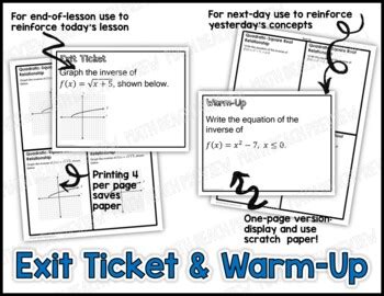 Quadratic Square Root Inverse Functions Lesson By Math Beach Solutions