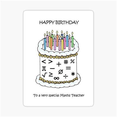 Happy Birthday To Maths Teacher Sticker For Sale By Katetaylor