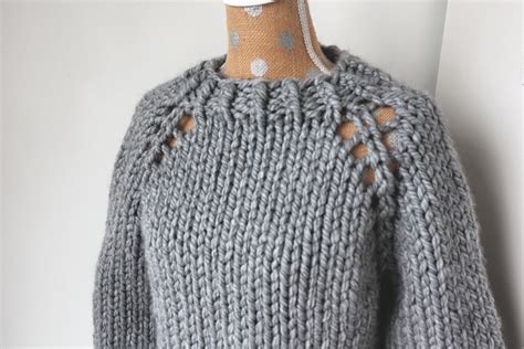 Super Chunky Raglan Top Down Knit Sweater Pattern The Snugglery