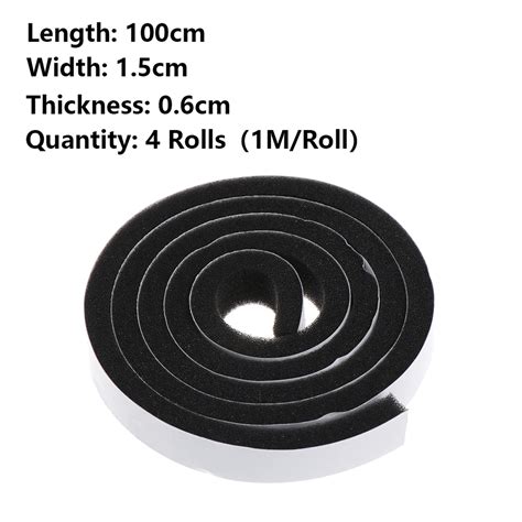 15mm 6mm1m4pcs 단면 접착 방수 날씨 스트리핑 폼 스폰지 고무 스트립 테이프 창 도어 씰 스트립씰링 스트립
