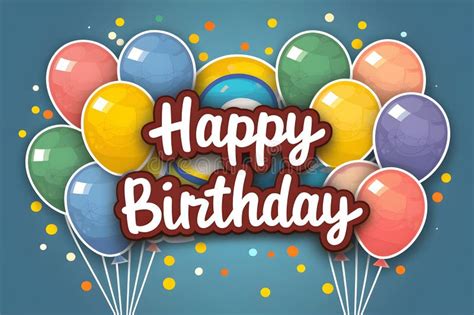 Cheerful Balloons Adorn The Happy Birthday Background Design Stock