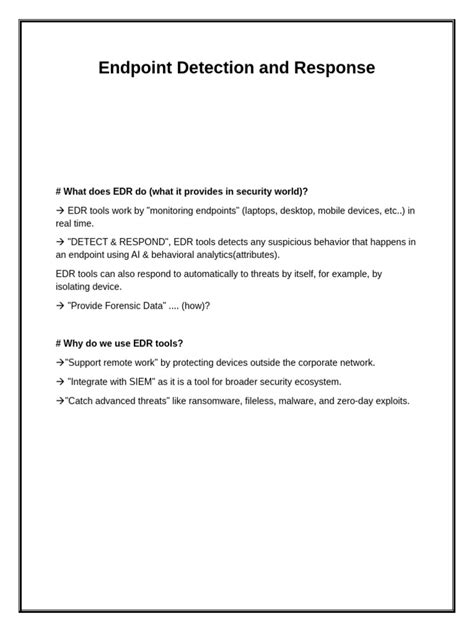 Endpoint Detection And Response Pdf Antivirus Software Malware