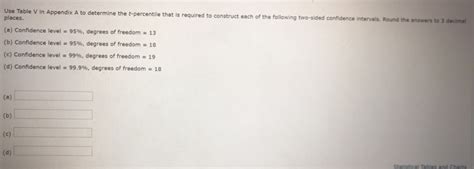 Solved Use Table V In Appendix A To Determine The Solved Use Table V In Appendix A To Determine The