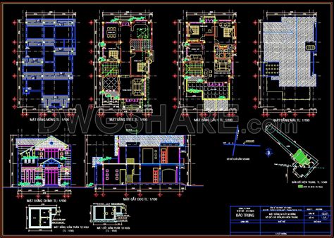 Autocad Drawings Of 2 Story House Plans Elevations And Sections 9 3×15 8m For Download Free