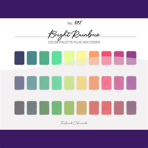 Bright Rainbow Color Scheme Procreate 30 Color Palette Swatches Hex Codes Pdf Swatch Jpeg Png