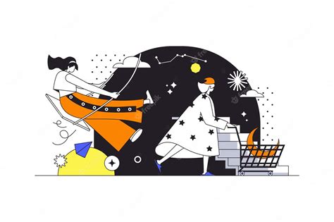 Premium Vector Open Space Web Concept In Flat Outline Design With Characters