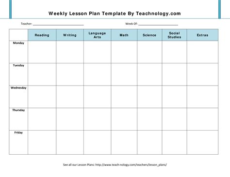 Weekly Lesson Plan Format