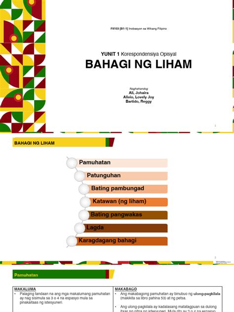 Fil103 Bahagi Ng Liham Pdf