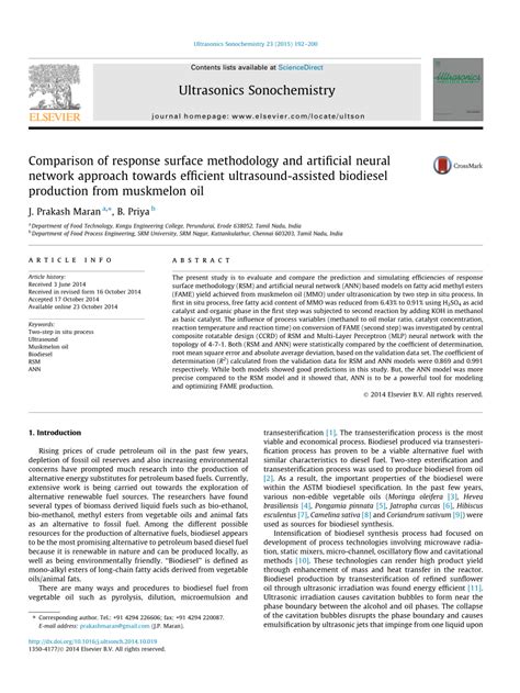 pdf comparison of response surface methodology and artificial neural