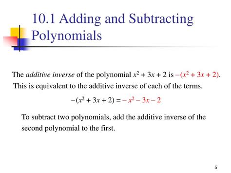 Ppt 101 Adding And Subtracting Polynomials Powerpoint Presentation