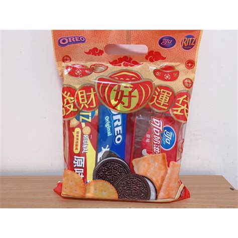 【h Qande賣場】發財好運袋ritz麗滋餅乾andoreo奧利奧原味夾心餅乾and可口奶滋 原味一條裝 蝦皮購物