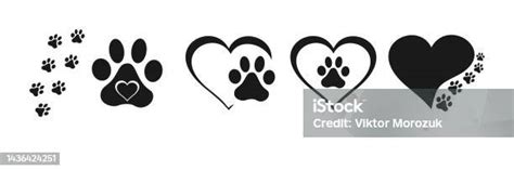 심장 발 아이콘 벡터 세트 개 발 그림 기호 컬렉션 사랑 개 상징 하트 모양에 대한 스톡 벡터 아트 및 기타 이미지 하트 모양 앞발 자국 발톱 달린 발 Istock