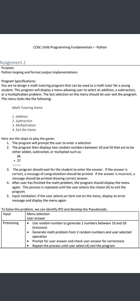 Solved Purpose Python Looping And Format Output