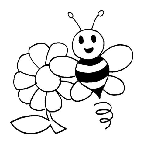Cute Bee And Flower Coloring Page Download Print Or Color Online For