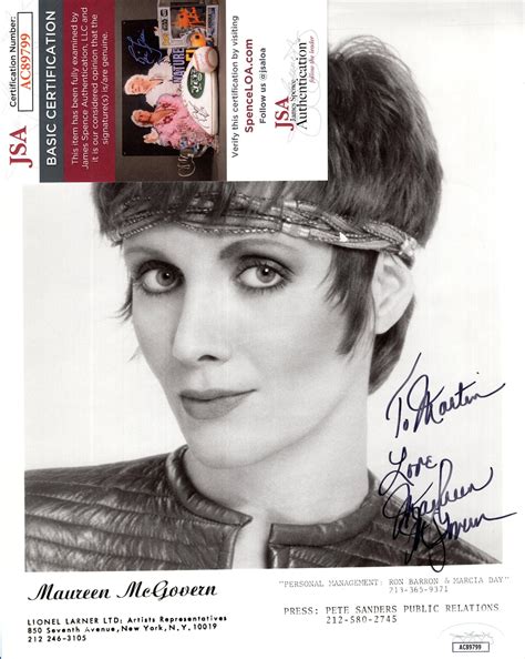 Maureen Mcgovern Singer Hand Signed Autograph 8x10 Photo With Jsa Coa