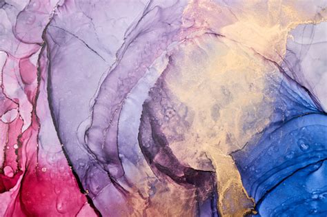 알코올 잉크 기술의 고급 다채로운 추상적 배경 황금 액체 페인팅 대리석 질감 흩어져 아크릴 방울과 소용돌이 얼룩 인쇄 재료 0