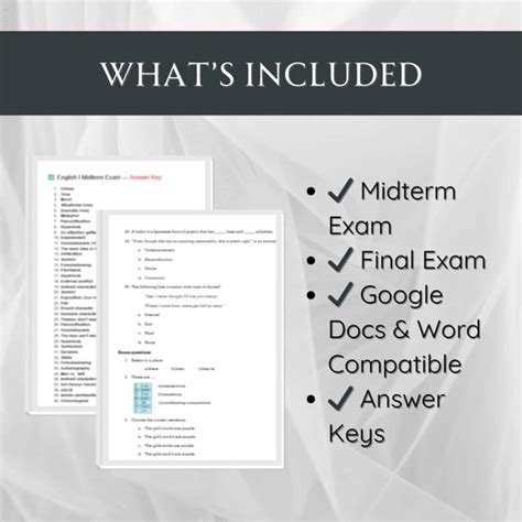 English I Midterm And Final Exam Bundle Multiple Choice Assessments W