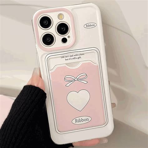 당일발송🚀귀여운 핑크 하트 리본 카드 아이폰 케이스 아이폰17 에어 16 15 14 플러스 13 12 11 프로 맥스 Xs Xr