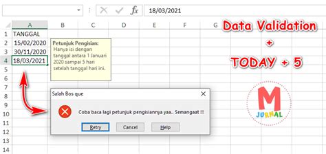 4 Contoh Cara Menggunakan Rumus Data Validation Excel M Jurnal