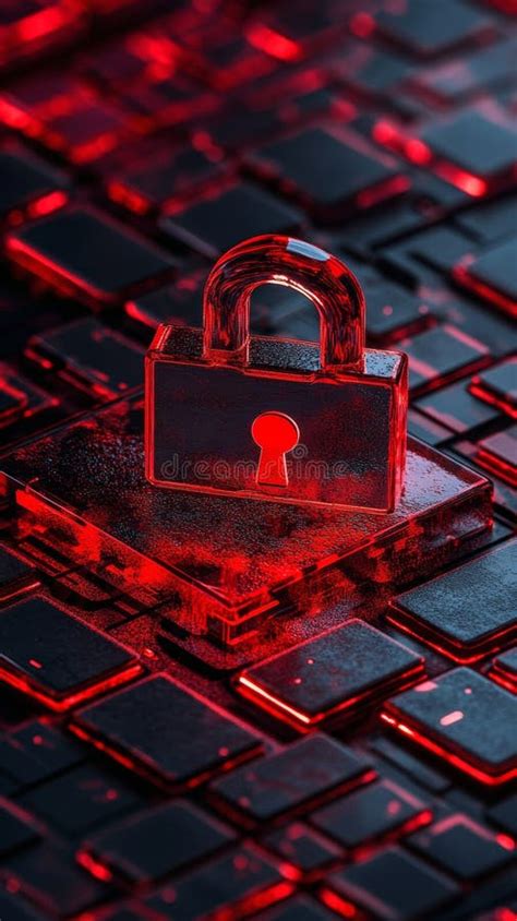 Red Lock On Dark Keyboard Surface Symbolizing Cybersecurity Concept