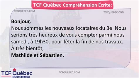 Tcf Québec Compréhension Écrite Test 03 Tcf Québec Entraînez Vous