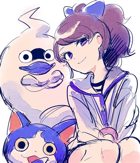 Jibanyan Whisper And Kodama Fumika Youkai Watch Drawn By Nekoni