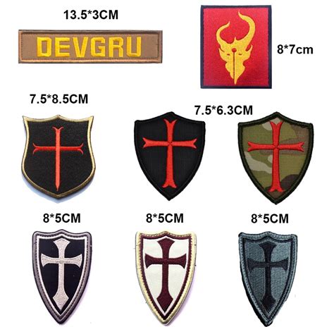 Military Embroidery Patch Army Badge Cross Crusader Shield Navy Seal