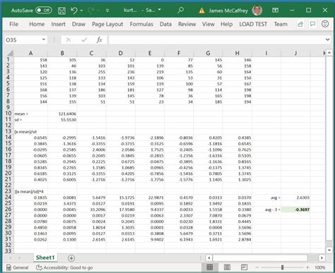 Kurtosisinexcel James D Mccaffrey