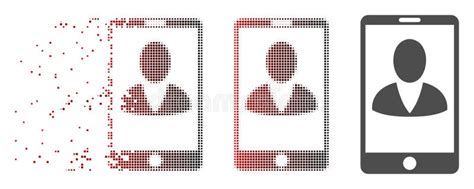 Dissolved Pixel Halftone Mobile User Profile Icon Stock Vector