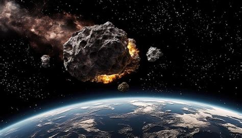 Premium Ai Image Meteor Impact With Earth Fireball Asteroid In