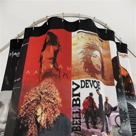90s Randb Album Collage Shower Curtain Retro Music Poster Bathroom