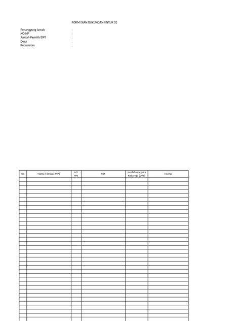 Form Isian Dukungan Untuk 02 Pdf Politik