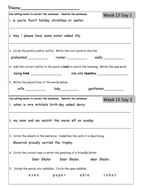 name week 13 day 1 pdf