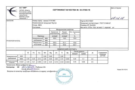 Сертификаты качества на металлопрокат МетРенЦентр