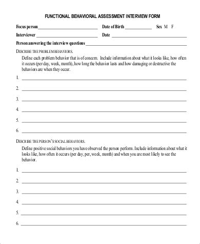Simple Funciontal Behavior Assessment Form Sale Online Farmhouse
