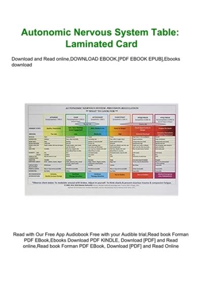 pdf autonomic nervous system table laminated card [book]