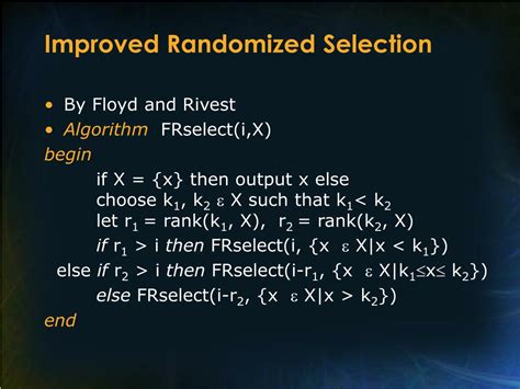Ppt Randomized Algorithms For Selection And Sorting Powerpoint