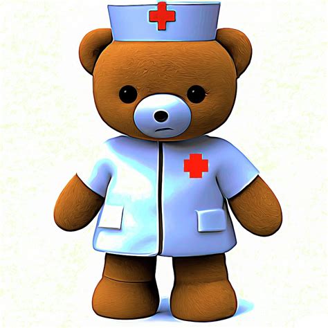 Ai Art Of A Cute Teddy Bear In A Nurse Costume 1 Abstract Expressionist