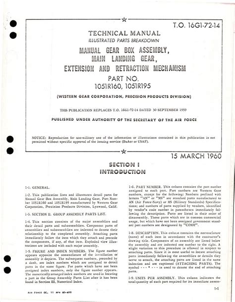 Illustrated Parts Breakdown For Manual Gear Box Assembly Main Landing