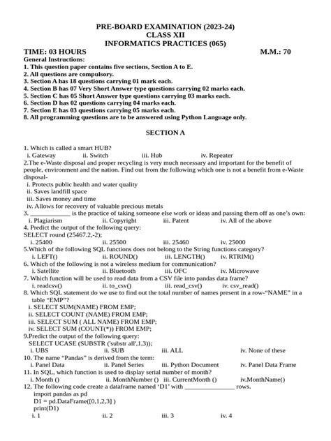 Ip Preboard 2023 24 Pdf Table Database Sql