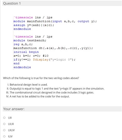 Solved Which Of The Following Is True For The Two Verilog Chegg
