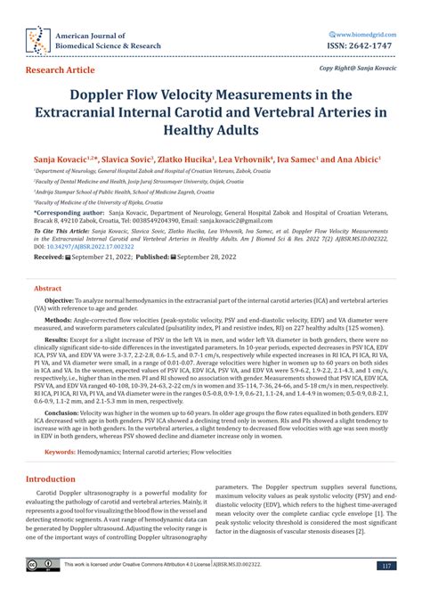 Pdf Doppler Flow Velocity Measurements In The Extracranial Internal