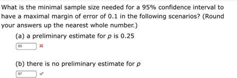 solved what is the minimal sample size needed for a 95