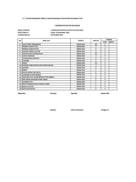 Contoh Format Laporan P3k Bulanan Pdf Contoh Format Laporan P3k Bulanan Pdf