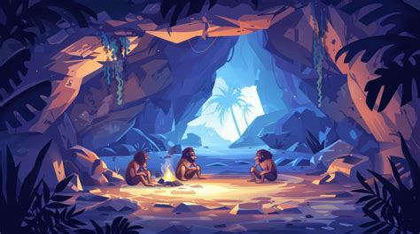 Premium Photo Detailed Illustration Of A Prehistoric Cave With