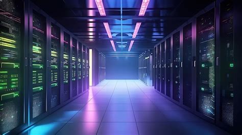 premium ai image data center and computer servers bright color