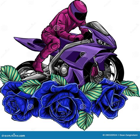Sportbike Racer Riding Fast Vector Illustration Design Stock Vector