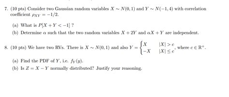 Pts Consider Two Gaussian Random Variables Chegg